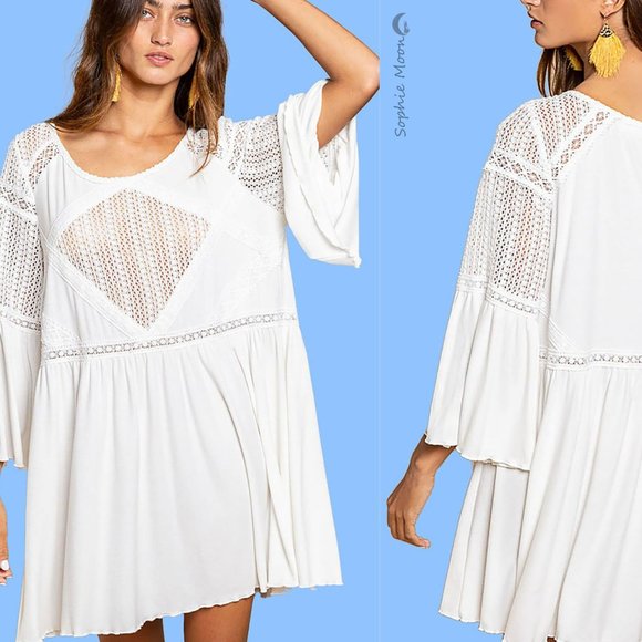 POL | Dresses | Pol Dress Relaxed Fit Designer Bohemian In Off White ...